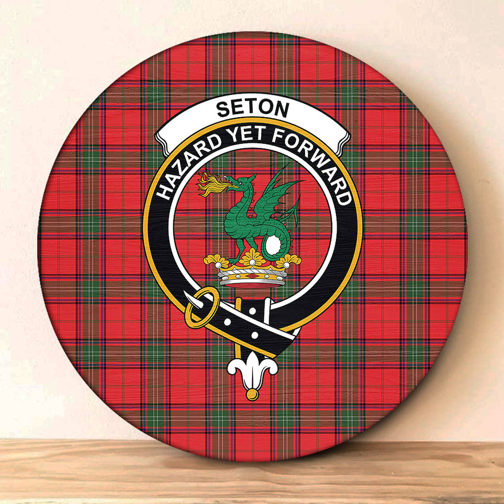 Seton Modern Tartan Classic Crest Round Wooden Sign | Celticprime.com ...