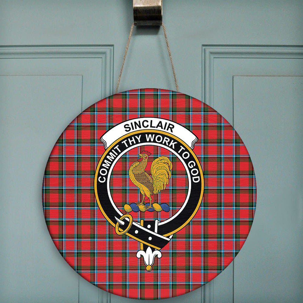 Sinclair Modern Tartan Classic Crest Round Wooden Sign | Celticprime ...
