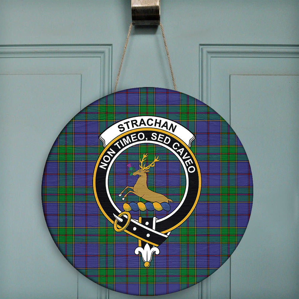 Strachan Tartan Classic Crest Round Wooden Sign | Celticprime.com ...