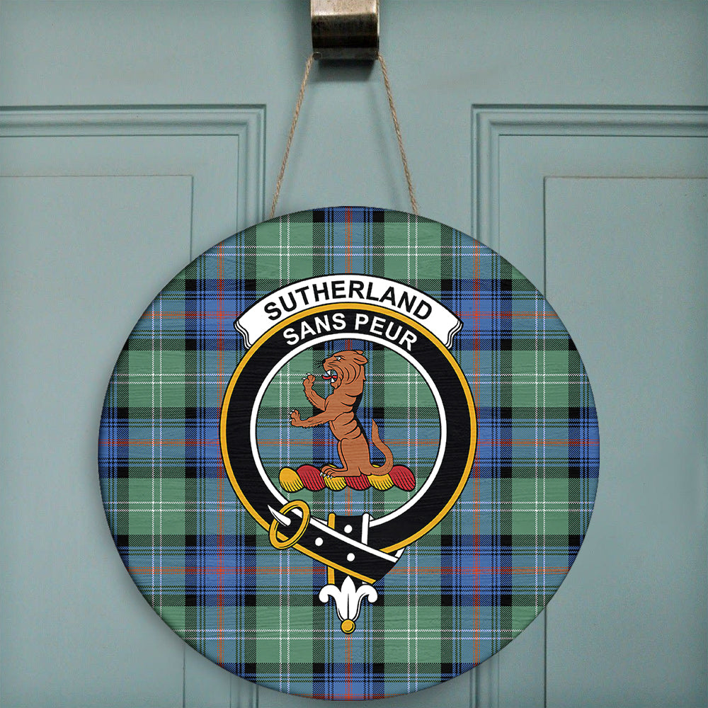 Sutherland Old Ancient Tartan Classic Crest Round Wooden Sign ...