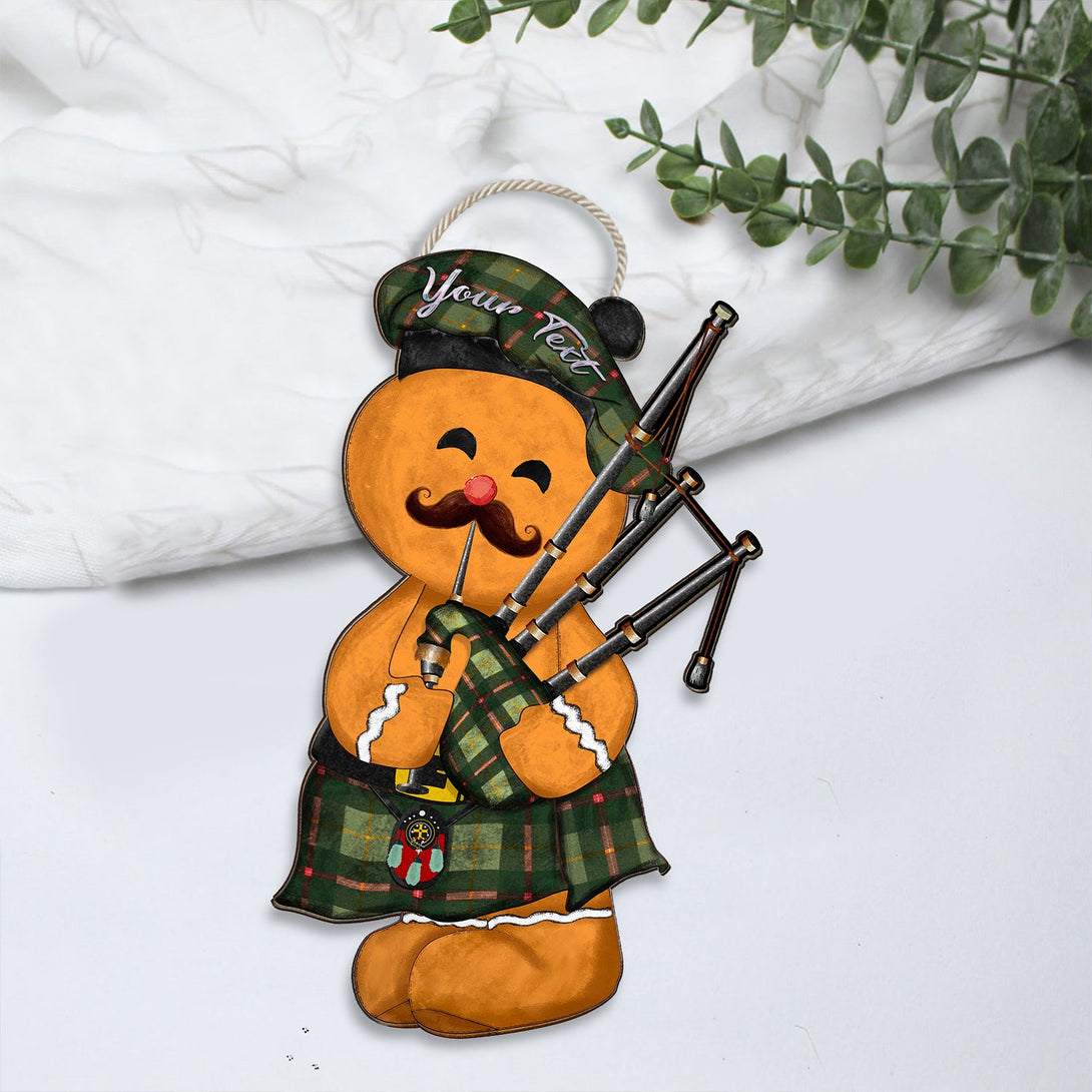 Symington Modern Crest Tartan Wooden Sign Gingerbread Bagpipe ...