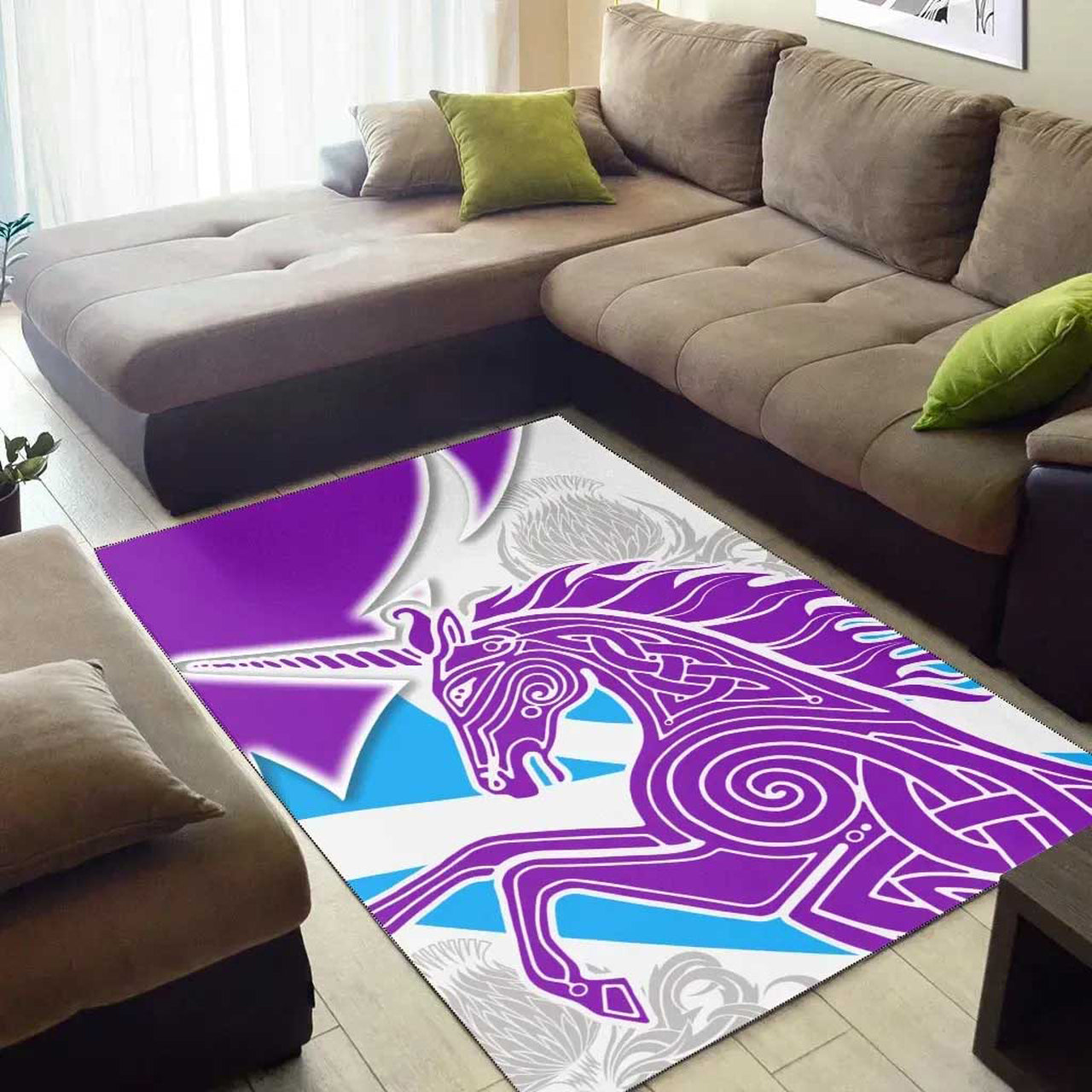 Celtic Scotland Area Rug Scotland Unicorn and Thistle Pattern ...