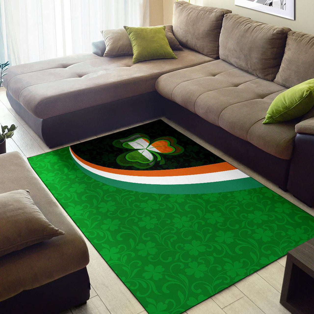 Ireland Celtic Area Rug Irish Flag with Shamrock Patterns | Celticprime ...