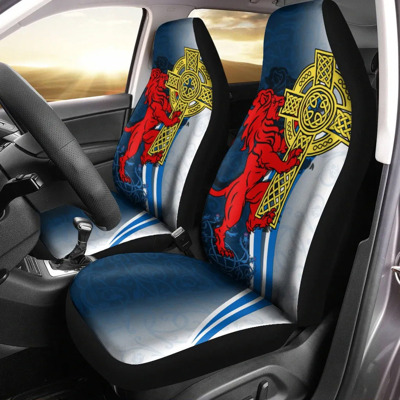 Scotland Car Seat Covers Scottish Lion With Celtic Cross | Celticprime ...