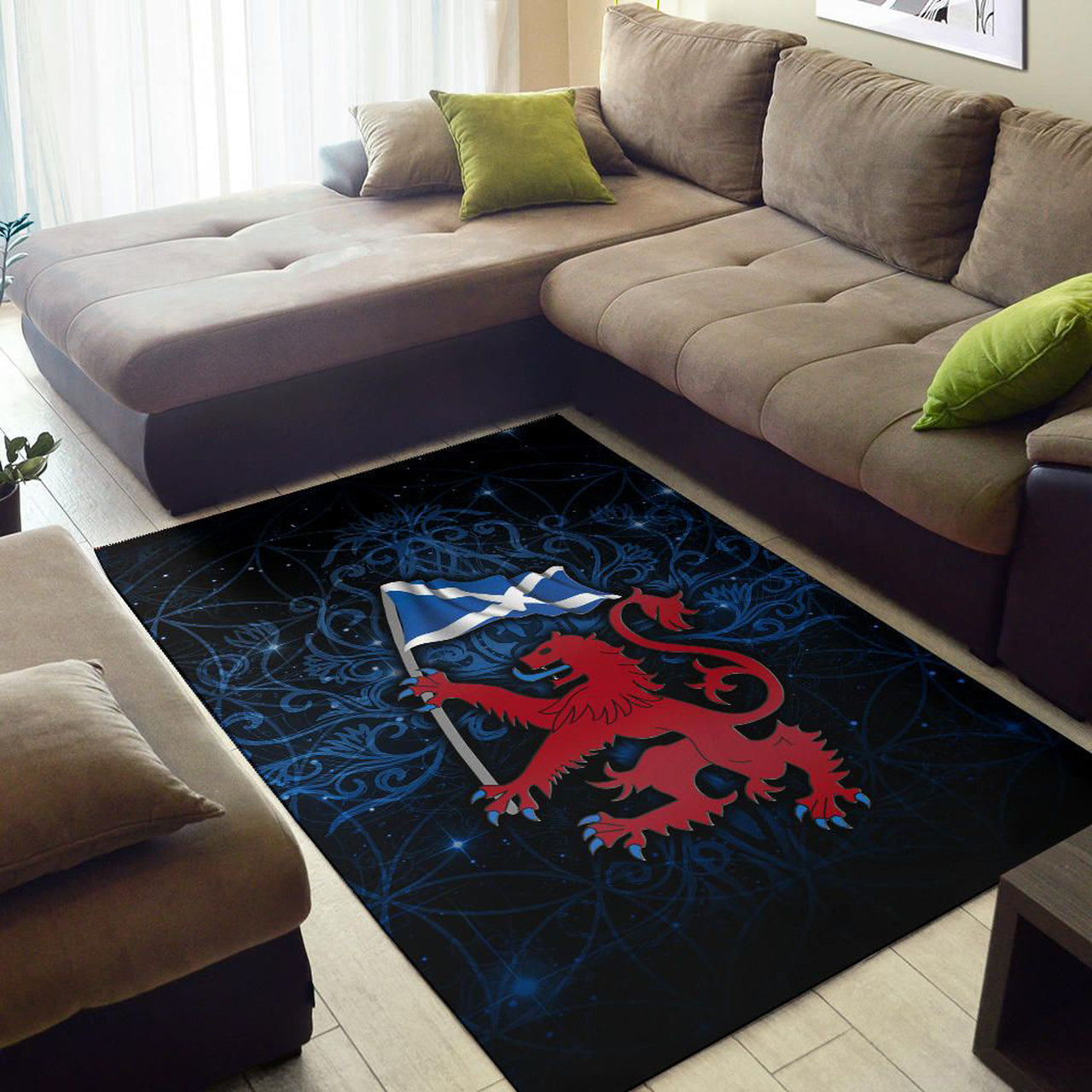 Scotland Celtic Area Rug Lion Rampant With Scotland Flag | Celticprime ...