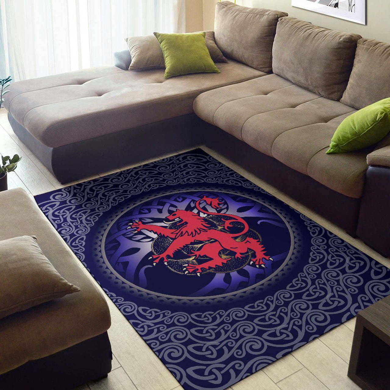 Scotland Celtic Area Rug Scottish Lion and Tree of Life | Celticprime ...