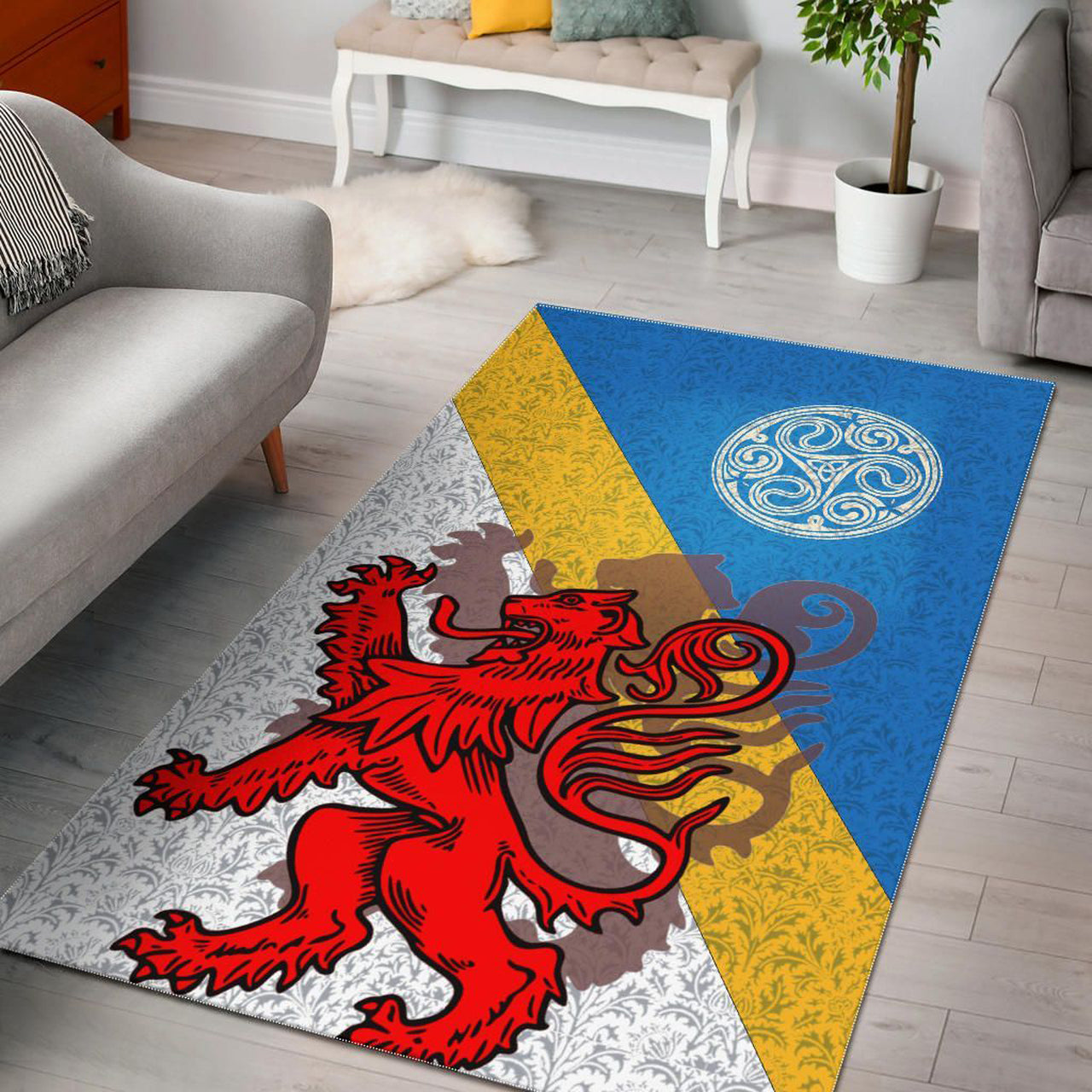 Scotland Celtic Area Rug Scottish Lion and Triskele | Celticprime.com ...