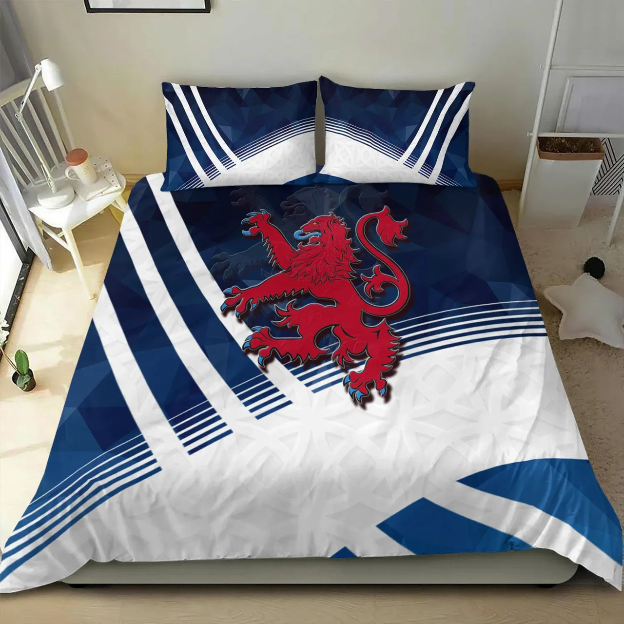 Scotland Celtic Bedding Set - Scottish Flag Lion Polygon Style ...