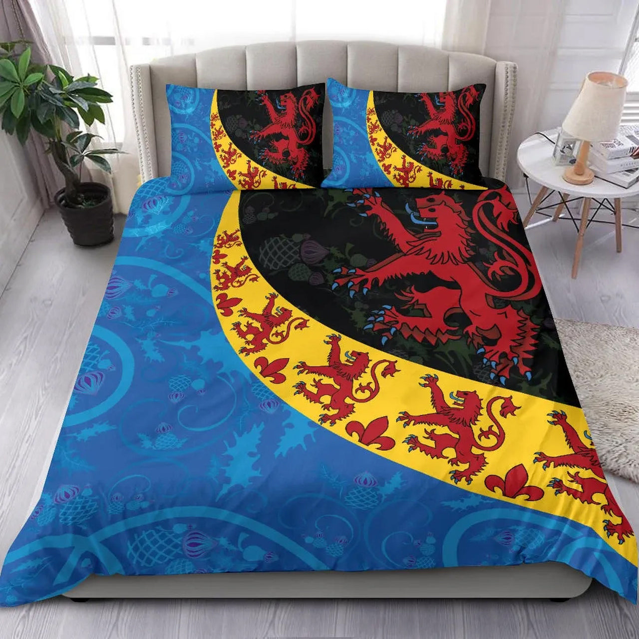 Scotland Celtic Bedding Set - Scottish Lion with Thistle Patterns ...