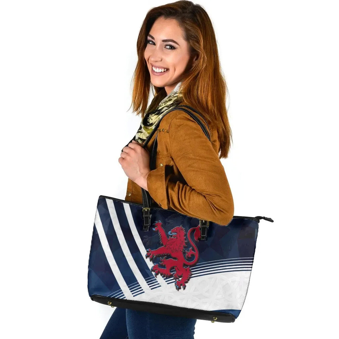 Scotland Celtic Leather Tote Bag - Scottish Flag Lion Polygon Style ...