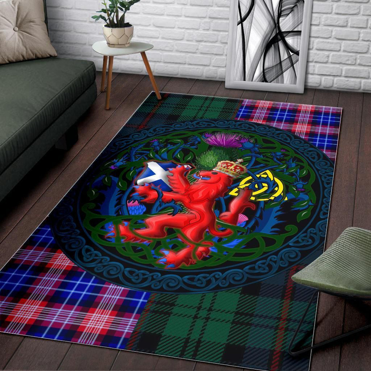 Scotland Rampant Lion with Thistle Area Rug Tartan | Celticprime.com ...