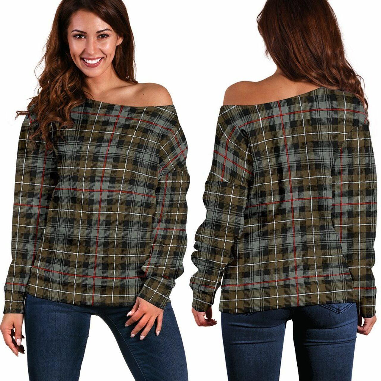 MacKenzie Weathered Tartan Classic Women Off Shoulder Sweatshirt ...