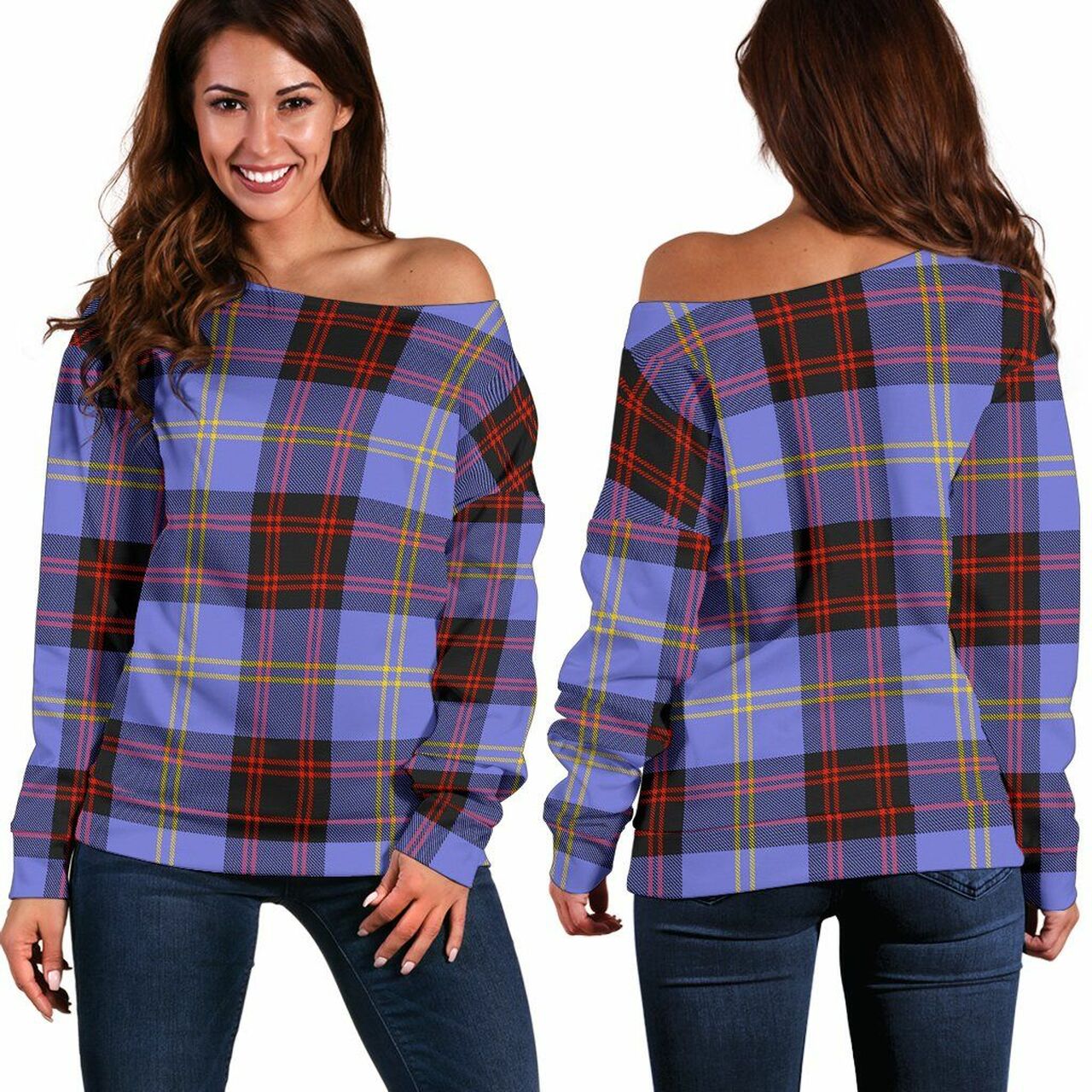Rutherford Tartan Classic Women Off Shoulder Sweatshirt | Celticprime ...